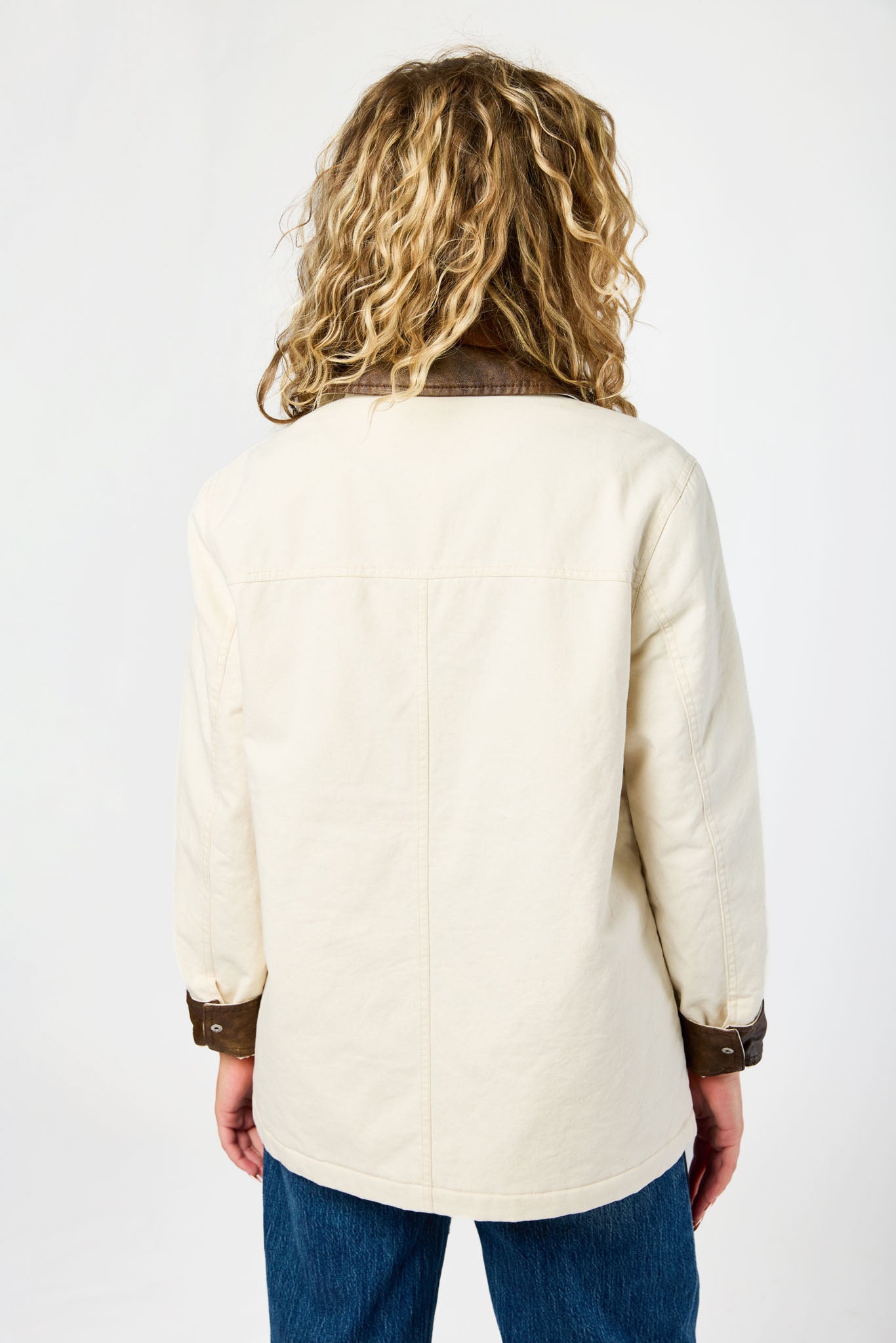 Faux-Leather Collar Canvas Barn Jacket – Eclipse